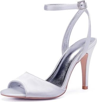 Generic Sandales À Bout Ouvert Mariée Stylet Talons Femmes Eté Talon Mariage Soirée Chaussures Femmes 10.5Cm,Blanc,35 EU