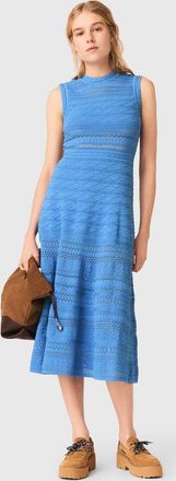 Maje Langes Strickkleid Mit Ajourmuster - Blau - Maje
