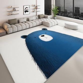 Generic Tapis Imprim&eacute; Antid&eacute;rapant 180 x 240 cm, Tapis Minimaliste Dessin Anim&eacute; Animaux Ours pour Adolescent Gar&ccedil;on Fille Adulte - Paillasson pour Salon Chamb