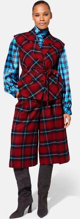 Madeleine Langarmbluse Karobluse mit Stehkragen