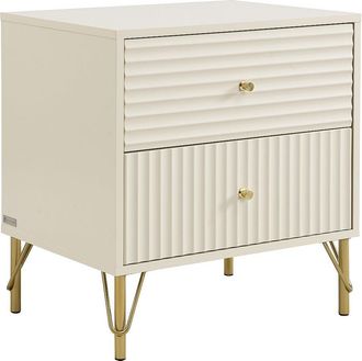 Vente-Unique Table de Chevet 2 tiroirs - Beige - LOUREO