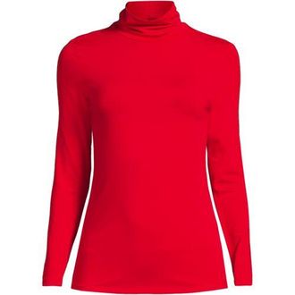 Lands End Rollkragenshirt aus Baumwoll/Modalmix, Damen, Gr&ouml;&szlig;e:40-42 regular, Rot, Baumwolle/Elasthan/Baumwolle Modal, by Lands End