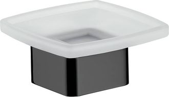 Emco Loft Seifenhalter zur Wandmontage, Moderne Seifenschale aus Aluminium und Kristallglas, hochwertiger Wandseifenspender f&uuml;r Waschbecken und Dusche, sch