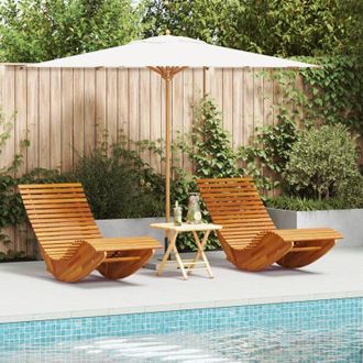 vidaXL Vidaxl - Chaises longues ber&ccedil;antes 2 pcs Marron 154 x 60 x 74 cm