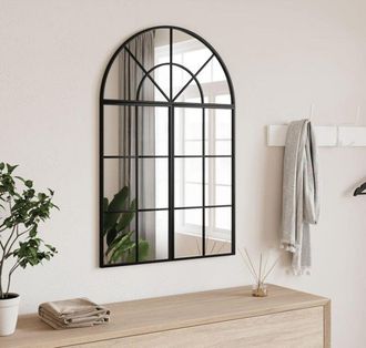 vidaXL Wandspiegel Schwarz 60x90 cm Gew&ouml;lbt Eisen - Vidaxl
