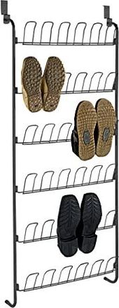WENKO T&uuml;r-Schuhregal, 6 Ablagen f&uuml;r bis zu 18 Paar Schuhe, Zum Einh&auml;ngen an die T&uuml;r, Pulverbeschichtetes Metall, 59 x 151 x 14 cm