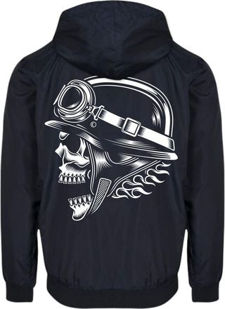 Spass Kostet M&auml;nner & Herren Windbreaker Regenjacke Biker Motorrad Totenkopf Windjacke mit Kapuze Gr&ouml;&szlig;e S - 5XL