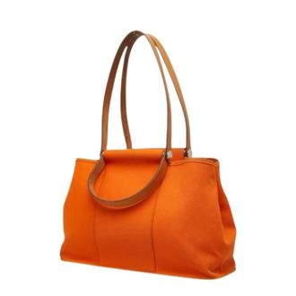 Herm&egrave;s Pre-owned Cabas Elan PM Canvas Leder Shopper - - Pre-owned - Damen - Orange - ONE SIZE