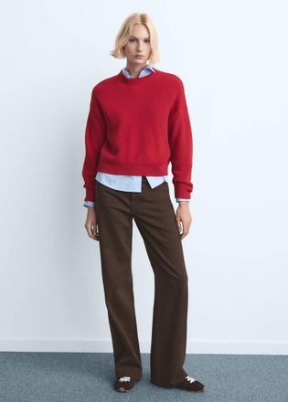 Mango Jean Danila large taille haute chocolat - Femme - 32 - MANGO