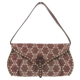 Celine Pre-owned Sac bandouli&egrave;re Paris Macadam en toile - Femme - Pre-owned - Rouge - Taille: ONE Size