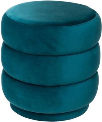 Atmosphera Atmosphera - Pouf Sinan Bleu Canard en Velours