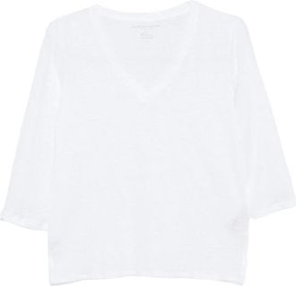 Majestic Filatures Femme, Pulls, Blanc, Taille: 40 FR T-shirt &agrave; col en V