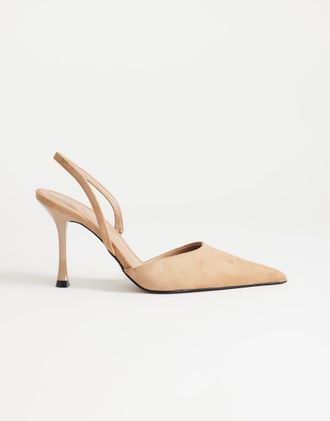 Topshop Angel - Pumps aus Wildlederimitat in Taupe mit Absatz-Neutral