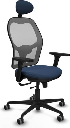 Piqueras y Crespo Ergonomischer Telearbeitsstuhl mit 3D-Armen, h&ouml;henverstellbarer Lendenwirbelst&uuml;tze und festem Kopfteil, ausgestattet mit Syncro/Traslack und injiziert