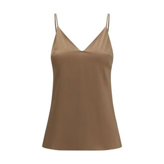 Brunello Cucinelli Stretch Silk Satin Tank Top - Brown