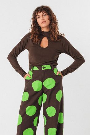 SKFK Damen vegan T-Shirt High Neck Zur-5 Braun