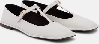The Row Ballerines Square T-Strap en cuir