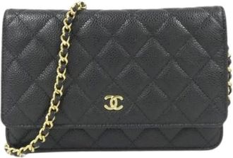 Chanel Pre-owned Timeless Classic Caviar Skin Chain Wallet - Femme - Pre-owned - Noir - Taille: ONE Size
