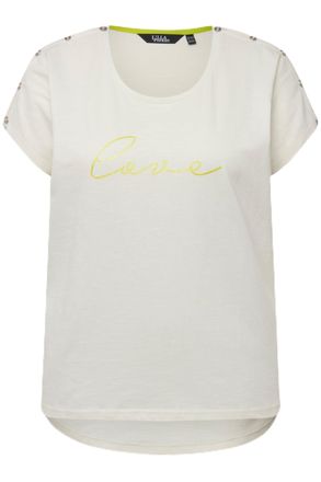 Ulla Popken Damen, gro&szlig;e Gr&ouml;&szlig;en, T-Shirt mit Knopfleiste und Print, Oversized