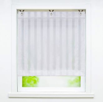 Joyswahl Garn Ösenrollo klassisch Streifen-Design »Anisa« Schals Wohnzimmer Raffrollo mit Hakenaufhängung, ohne Bohren BxH 120x140cm Weiß 1 Stück