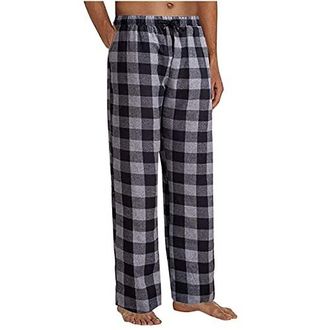 Generic Pantalon de pyjama pour homme - Long &agrave; carreaux - Coupe ample - Respirant - Pantalon de loisirs droit - Bloc de couleurs - Pantalon de yoga - Jambes l