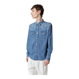 John Richmond Denimhemd mit Brusttaschen und Metallkn&ouml;pfen - - Shirts - Herren - Blau - XL