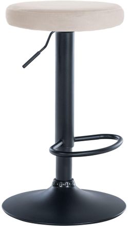 Clp Barhocker Ponte Samt-Bezug I H&ouml;henverstellbarer Stuhl, Farbe:Creme, Gestell Farbe:schwarz