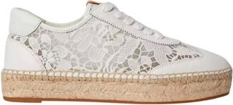 Ralph Lauren Femme, Chaussures, Blanc, Taille: 39 EU Luize Canvas & Suede Espadrille Baskets