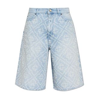 Casablanca Homme, Shorts, Bleu, Taille: W32 Pearl Monogram Denim Shorts