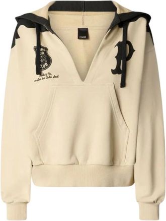 Pinko Pinko, Femme, Sweatshirts et sweats &agrave; capuche, Beige, Taille: 36 FR V-neck Sweat &agrave; capuche