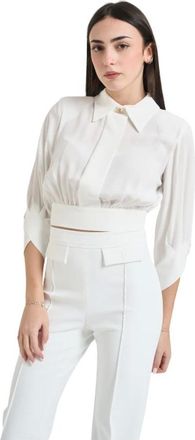 Elisabetta Franchi Femme, Blouses et Chemises, Blanc, Taille: 36 FR Cropped Shirt