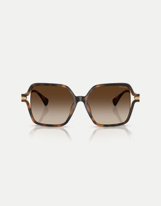 Ralph Lauren eckige Sonnenbrille mit braunen Gl&auml;sern in gl&auml;nzendem dunklem Havanna