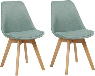 Beliani Lot de 2 Chaises en Tissu Vert Menthe et Bois de Hêtre pour Salle à Manger Dakota