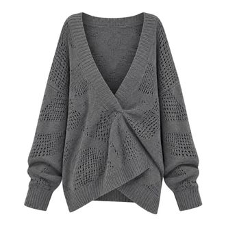 Akep V-Ausschnitt Pullover - - Knitwear - Damen - Grau - S