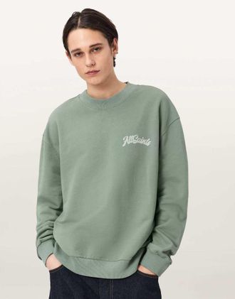 AllSaints Odyssey - Sweatshirt in Fr&uuml;hlingsgr&uuml;n mit Rundhalsausschnitt
