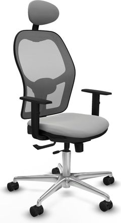 Piqueras y Crespo Grauer B&uuml;rostuhl mit 1D-Armen, h&ouml;henverstellbarer Lendenwirbelst&uuml;tze und festem Kopfteil, ausgestattet mit Syncro/Traslack und eingespritztem Schaumst
