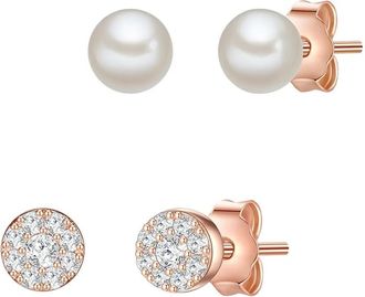 Glanzst&uuml;cke M&uuml;nchen Ohrringe - Sterling Silber Ohrstecker Zirkonia S&uuml;&szlig;wasser-Zuch - Gr. unisize - in Quarz - f&uuml;r Damen