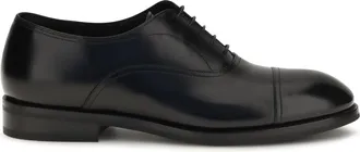 Santoni Mens Lace-Up Shoes Black Calfskin Leather Flat