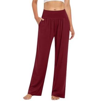 Generic Pantalon de jogging d&eacute;contract&eacute; et ample pour femme avec jambes larges, pantalon de yoga confortable, pantalon de sport taille haute avec leggings pai