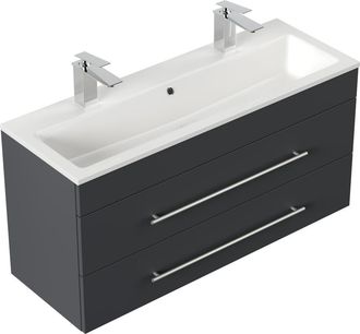 Magnolia Home Badm&ouml;bel Mars 1000 f&uuml;r 2 H&auml;hne 100x36cm mit 2 SoftClose Schubladen Grafit