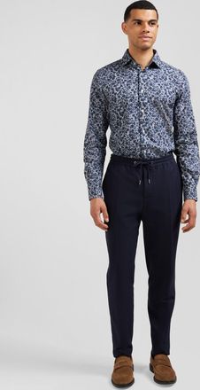 Eden Park Chemise En Popeline De Coton Grise Microimprim&eacute; Fleurs Coupe Slim