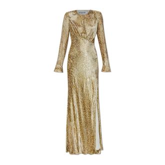 Self Portrait Fil Coupe Maxikleid - - Dresses - Damen - Gelb - XS