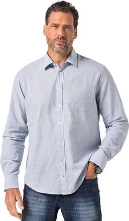 JP1880 Hommes Grandes Tailles Chemise en Lin m&eacute;lang&eacute;, Manches Longues et col Kent, Coupe Modern Fit - Jusquau 8 XL Bleu Clair L 834301711-L