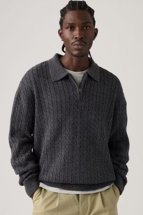 Levi's Mason Collared Quarter Zip - Homme - Noir / Obscidian Heather - L