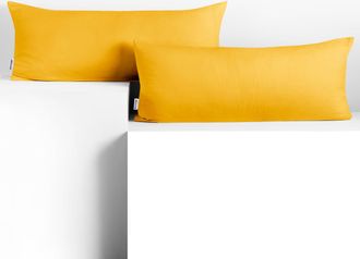 Decoking 2 Kissenbezüge 40x120 cm Jersey 100% gekämmte Baumwolle Reißverschluss gelb Amber