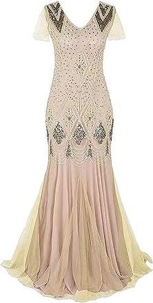 Generic 1920 Flapper Robe Charleston à Sequins Robe soirée Frange Paillettée Style années 20 pour Party, Bal, Soirée Gatsby, Cocktail