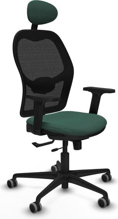 Piqueras y Crespo Schreibtischstuhl mit Rollen aus Parkett mit 2D-Armen, h&ouml;henverstellbare Lendenwirbelst&uuml;tze und festes Kopfteil, ausgestattet mit Syncro/Traslack und 