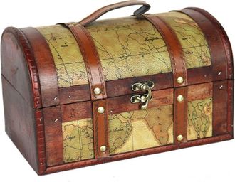 Aboofan Holzkiste Vintage Antike Aufbewahrungsbox mit Schnallen Dekorative Schatztruhe für Schmuck und Deko Zufällige und Musterwahl für Zuhause Zufällige Far