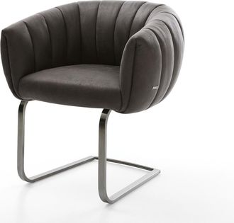 DELIFE Freischwinger Jada-Flex Mikrofaser Anthrazit Vintage Freischwinger flach Graphit Taschenfederkern, Esszimmerst&uuml;hle