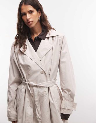 Monki Trench-coat long - Beige-Neutre